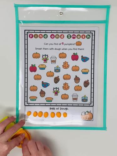 Fall Fine Motor Play Dough Math Activity for Preschool - Search and Find