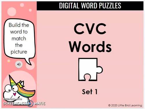 CVC Words - Digital Word Puzzles | Distance Learning | Google Slides