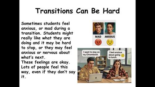 Staying Calm During Transitions;; A Social Story for Middle & High; SEL