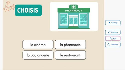 French Shops Vocabulary BOOM CARDS Magasins En ville | Places in Town SET 1