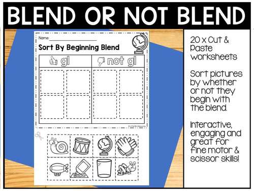 Beginning Consonant Blends Worksheets | Individual Blends Sort Cut and ...