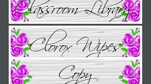 Pink Farmhouse Shiplap and Floral Classroom Labels by ReneaandMaeDesigns