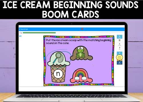 Summer Matching Letters and Beginning Sounds Boom Cards Ice Cream ...