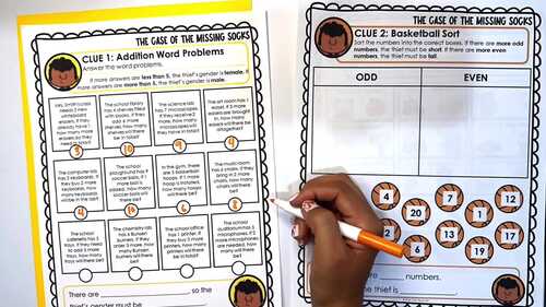Solve a Mystery Game Odd and Even, Add and Subtract Math Detective ...