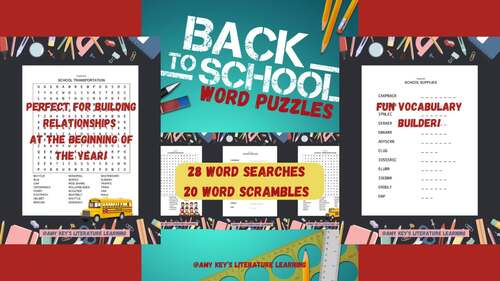 Back to School Word Searches and Word Scrambles Vocabulary Builder Fun ...
