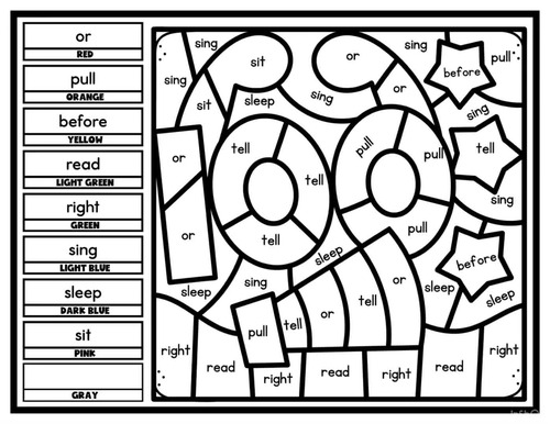 2nd Grade 100th Day of School-Themed Dolch Sight Words Color-by-Code ...