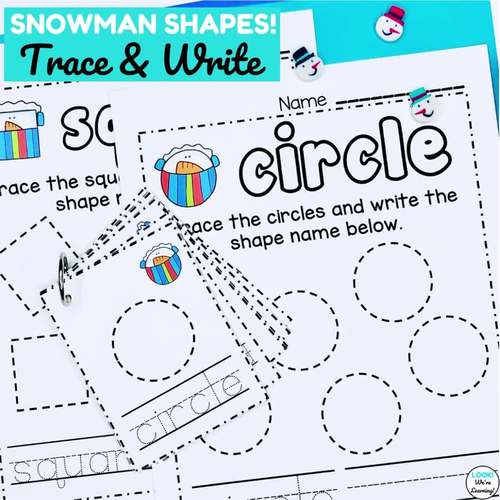 Shape Recognition Activity: Snowman Trace and Write! Shape Tracing Lesson