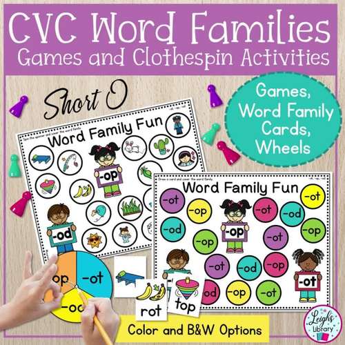 CVC Short O Word Families Printable Review Games and Activities | TPT