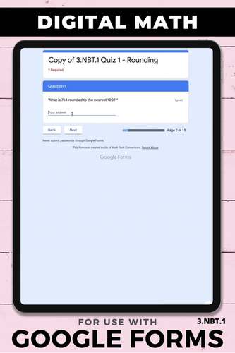 Place Value, Addition & Subtraction - 3rd Grade Google Form Math ...