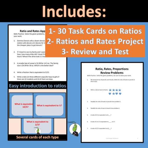 Rates and Ratios and Proportions Application Project | Test | Pre ...