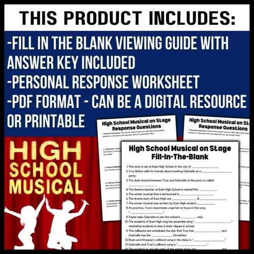 High School Musical: Fill In The Blank Viewing Guide & Response Worksheet