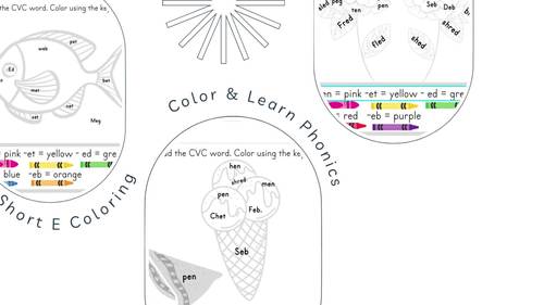 Short E Coloring Pages by Snack and Recess | TPT