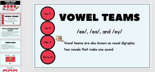 Phonics & Reading, Vowel Teams /ee/, /ea/, /ey/, PPTX, Digital Blending ...
