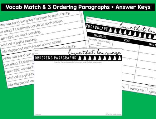 Christmas Grammar Worksheets by The First Grade Roundup by Whitney Shaddock