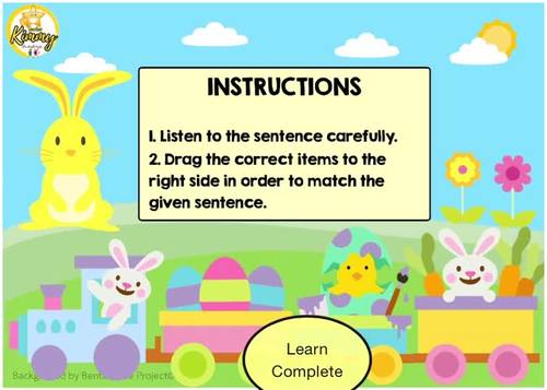 Easter Sentence Comprehension Auditory Comprehension Boom Cards | TPT