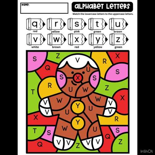 December Alphabet Color-by-Letters No Prep Activities for Kindergarten