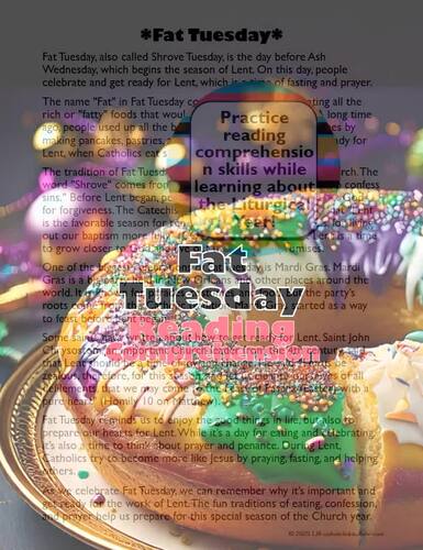 Fat Tuesday Reading Comprehension | Mardis Gras & Shrove Tuesday Lent ...