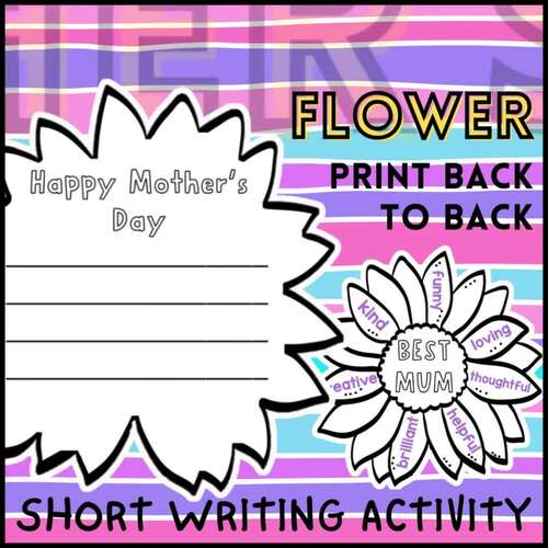 Mother’s Day Flower Craft | Writing & Colour In | Mum Mom +Step | Nana ...