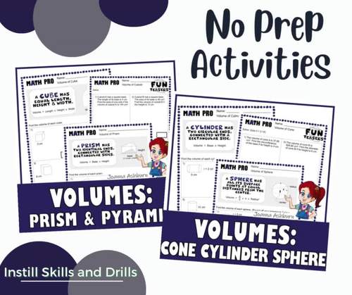 Volume of 3D Shapes Guided Practice Worksheets & Video Link BUNDLE