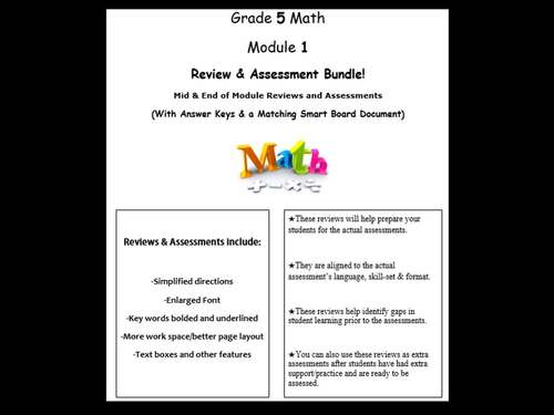 Grade 5, Math Module 1 REVIEW & ASSESSMENT w/Ans keys (printables ...