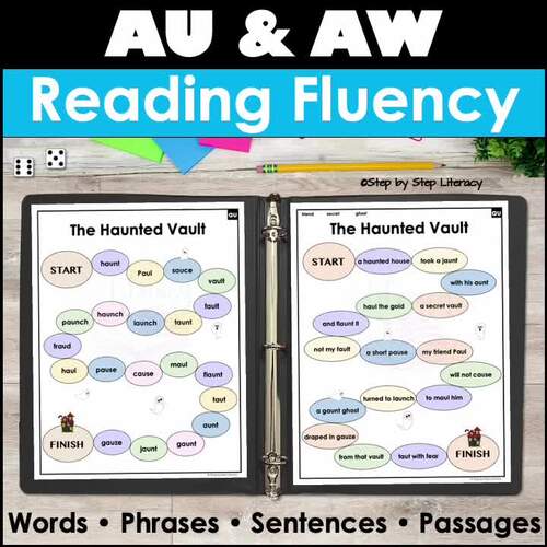AU & AW Vowel Teams Decodable Readers Passages Fluency Tracker Orton ...