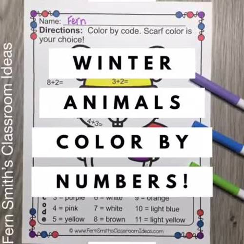 Addition Subtraction Multiplication and Division Color By Number Winter ...