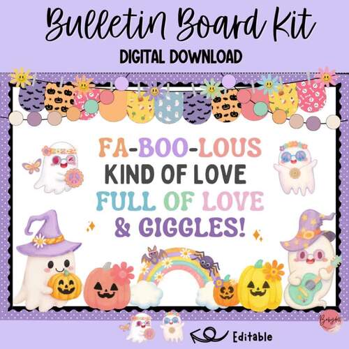 Groovy Ghost Halloween Bulletin Board | Editable Pastel Classroom Decor