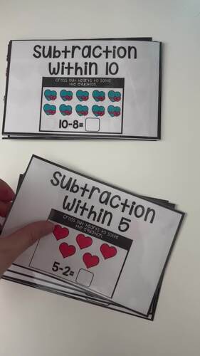 Valentine Subtraction | Valentine's Day Math Center | Task Card Activity