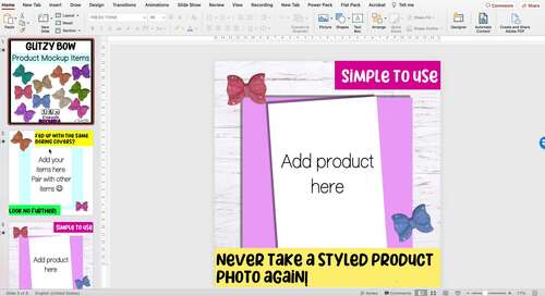 Glitzy Bows Styled Mockup paper Product - MOVEABLE Mock up by Teach Elite