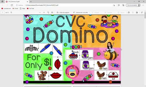 Domino || CVC || Game by Honey-Sweet Teaching | TPT