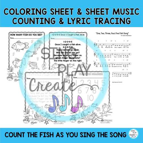 "1-2-3-4-5 Once I Caught a Fish Alive" Nursery Rhyme Song Activity Packet