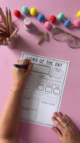 Word of the Day Templates / Vocabulary & Spelling Activities | TPT