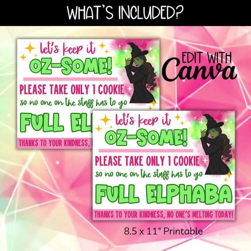 Wicked Take Only One Cookie Snack Favor Sign for Teacher Staff Appreciation