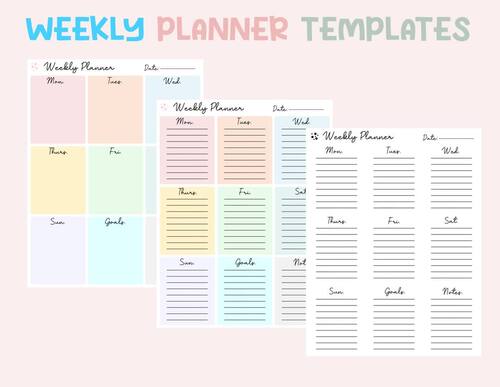 Printable Weekly Planner templates for Teachers, Weekly Schedule Templates