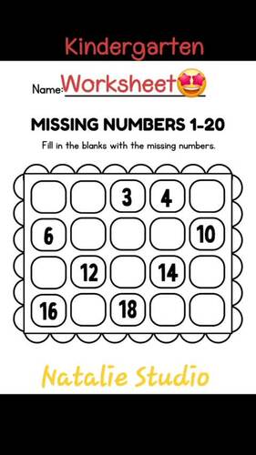 Missing Numbers 1-20 | Cut and Paste Numbers 1-20 Worksheet ...