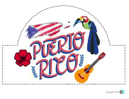 HISPANIC HERITAGE PUERTO RICO HATS | COLOR CUT & PASTE HAT ACTIVITY ...