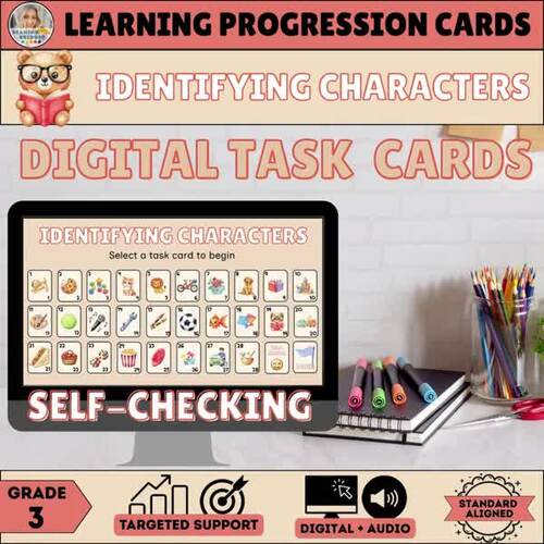Identifying Characters Task Cards Bundle | Print + Digital + Audio ...