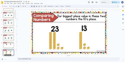 Comparing 2-Digit Numbers Google Slides | Comparing Numbers for 1st Grade