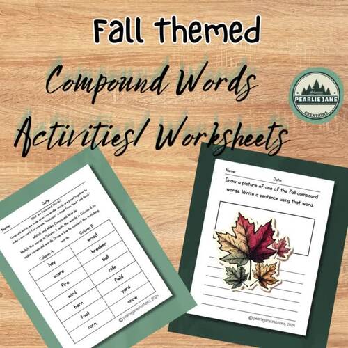 Fall Themed Compound Words Activities/Worksheets for 2nd Graders