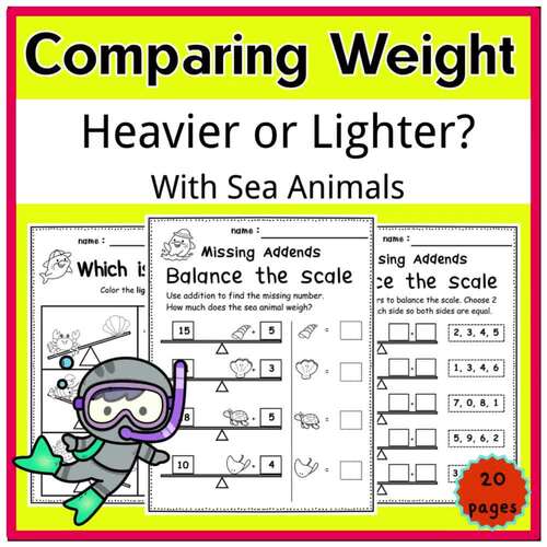 Comparing Weight & Addition Activities| Heavy or Light? Cut & Paste ...