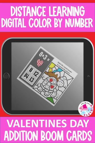 VALENTINE'S DAY MATH BOOM CARDS - ADDITION TO 20 by Primary Piglets