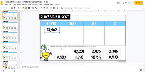 Place Value to Ten Thousands Google Slides Sorting Activities | TPT
