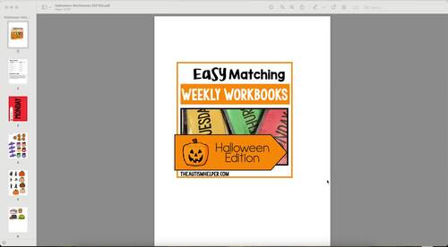 Easy Matching Weekly Workbooks - Halloween Edition by The Autism Helper