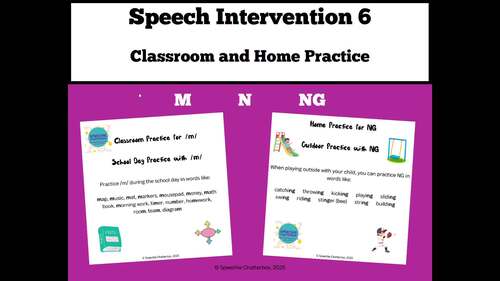 Speech Intervention 6: M, N, NG: Classroom and Home Practice | TPT