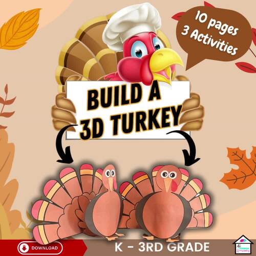 Build A 3D Turkey Craft for Kids - Thanksgiving Craft Activity | TPT