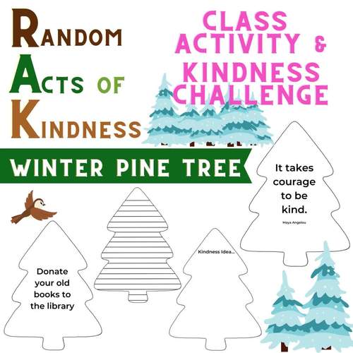 Acts of Kindness Winter Pine Tree Activity, Bulletin Board, Class Challenge