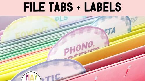 Pastel Gingham File Folder Tabs & Labels | Speech Therapy | School ...