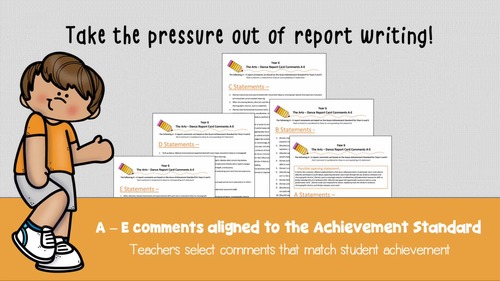 Australian Curriculum Year 6 Dance Report Card Comments by Ideacations