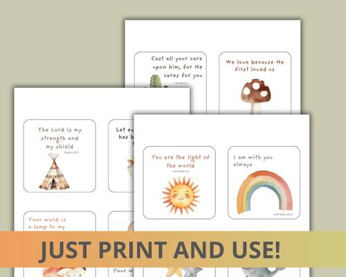Toddler Bible Verse Cards Printable, Beginner Scripture Cards, Bible ...