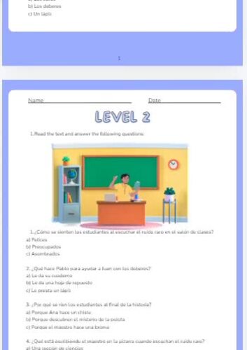 Spanish-School supplies. Adapted to 3 levels. Reading comprehension and ...